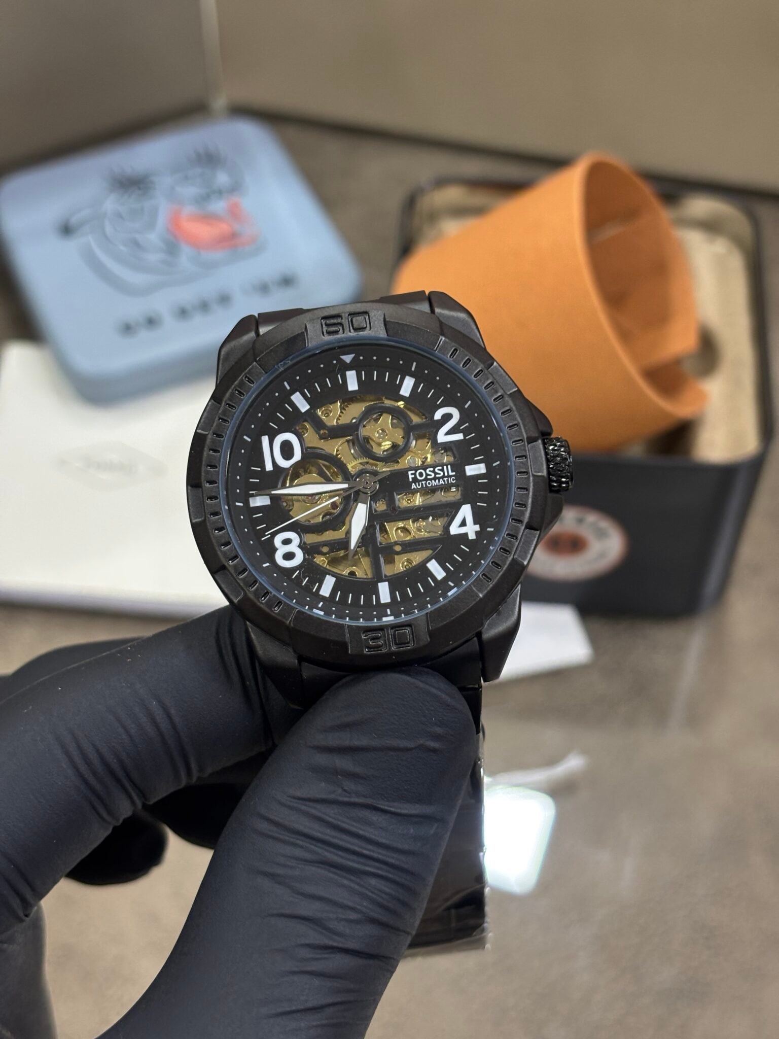 Fossil Bronson Automatic Black-Gold machine – superwrist.in