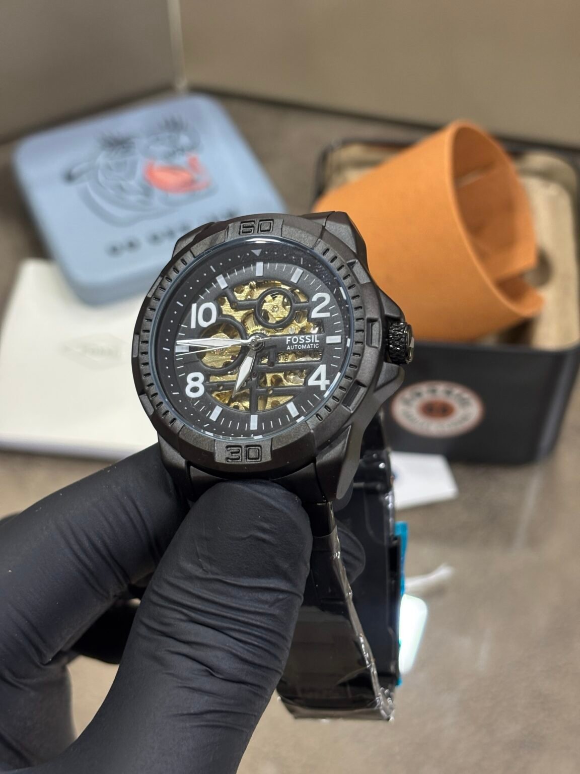 Fossil Bronson Automatic Black-Gold machine – superwrist.in