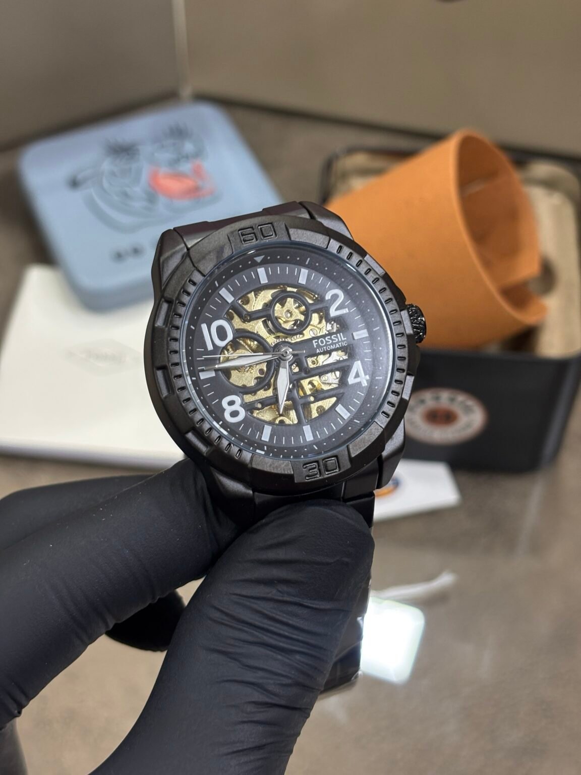Fossil Bronson Automatic Black-Gold machine – superwrist.in